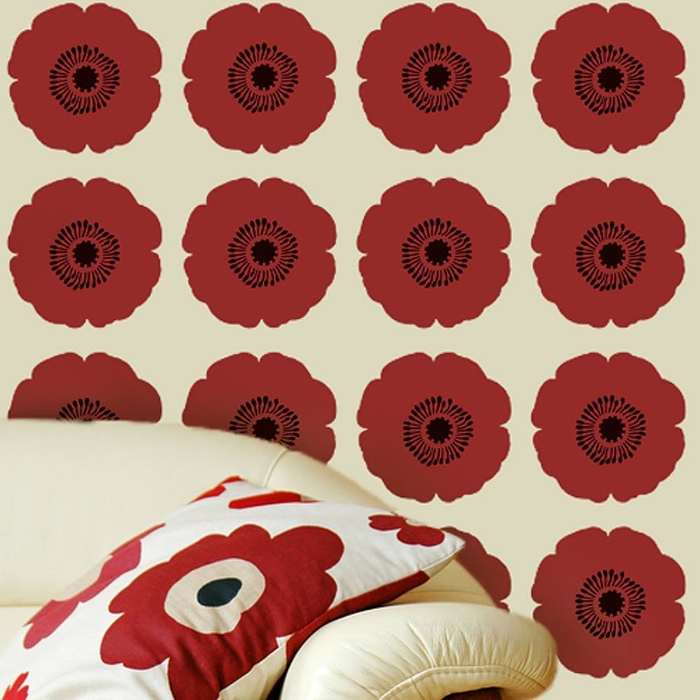 Floral Poppy Flower Wall Pattern Stencil - beautiful designs by Cutting ...