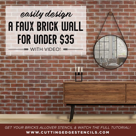 Faux Brick Wall Stencils WoodUbend & Posh Chalk Brick Effect Mural:
