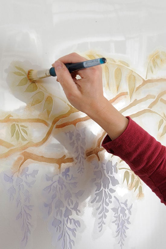 Stenciling with stencil brushes