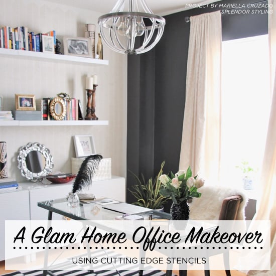 A Glam Home Office Makeover Using Stencils
