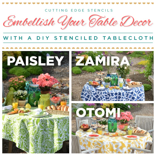 Embellish Your Table Decor With A DIY Stenciled Tablecloth