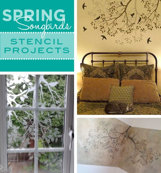 Stencil Ideas using Spring Songbird Stencil