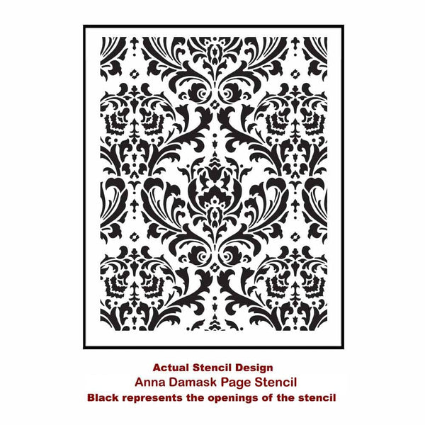 Anna Damask card making stencil template - Classical Damask stencil ...