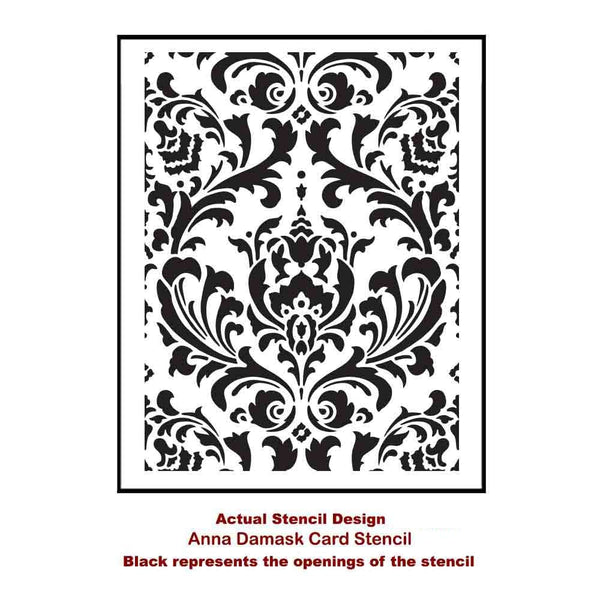 Anna Damask card making stencil template - Classical Damask stencil ...