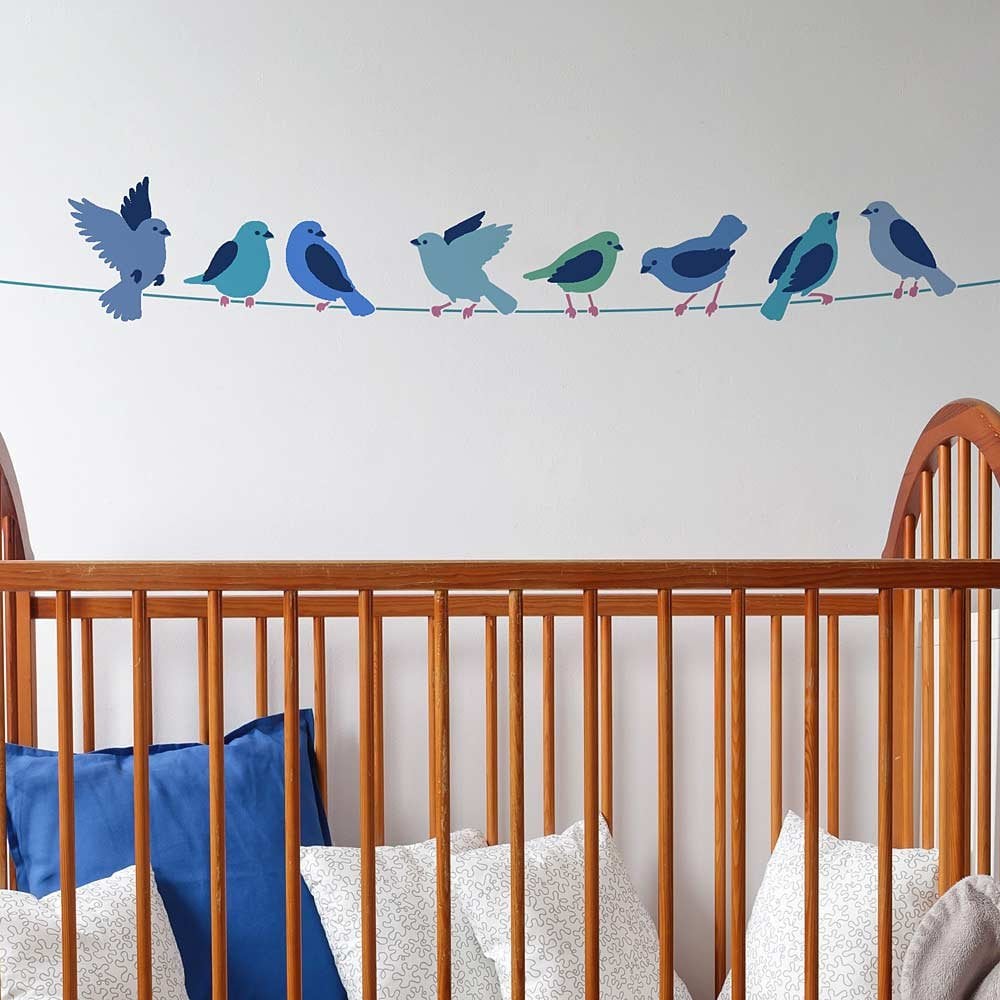 Birds on a wire stencil for nursery walls - Bird stencils by Cutting ...