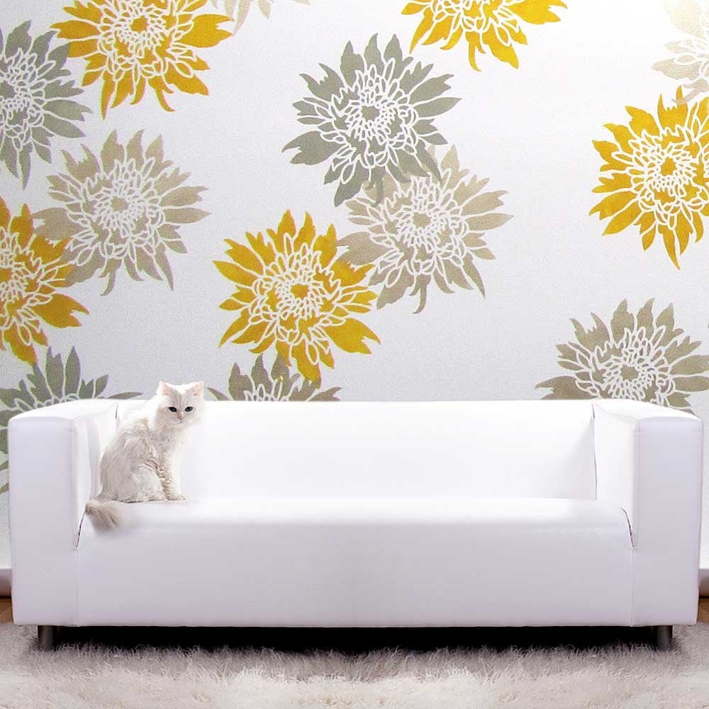 Flower stencils for DIY wall decor. Large flower stencils for walls.