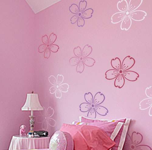 Flower stencils for nursery DIY decor. Reusable stencils for walls and ...