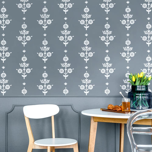 Folk Marigold Flower Stencil Pattern for Painting Walls, Furniture and ...