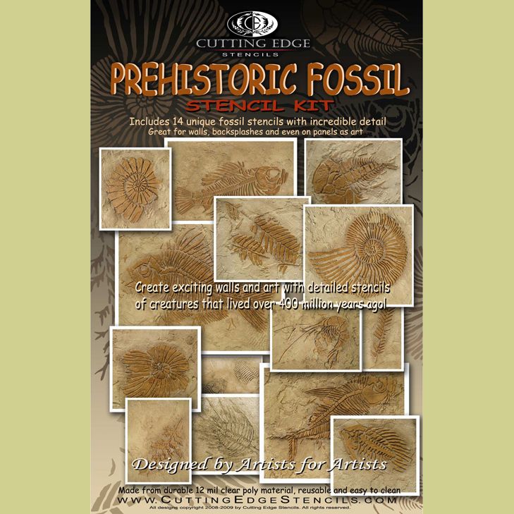 Detailed fossil stencils for wall decor. Sturdy reusable stencils, easy ...