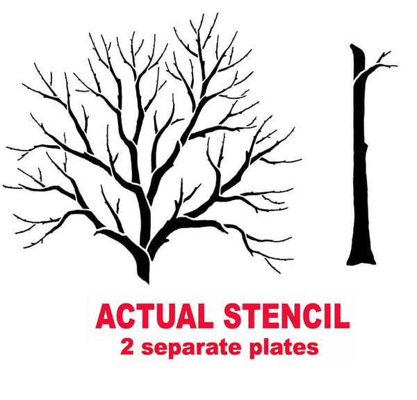 Large tree stencil for wall painting. Reusable mural stencils at great ...