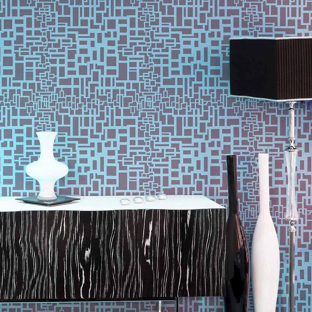Matrix contemporary wall pattern - trendy stencil pattern for DIY wall ...