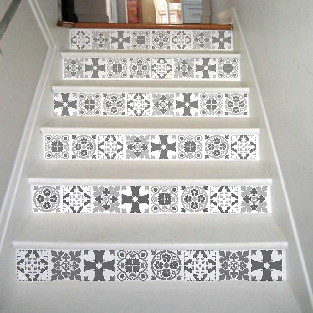 Medieval Spanish tile stencil kit - Trendy Patchwork tile stencils for ...