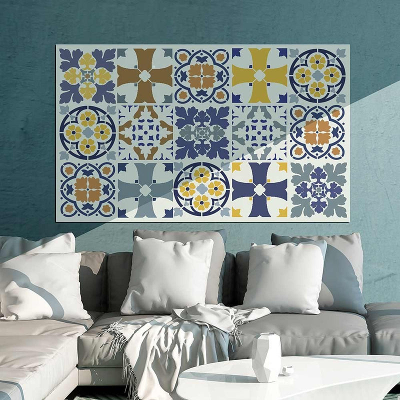 Medieval Spanish tile stencil kit - Trendy Patchwork tile stencils for ...