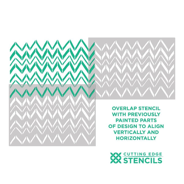 Modern geometric stencil patterns - zigzag, chevron, flame stitch stencils