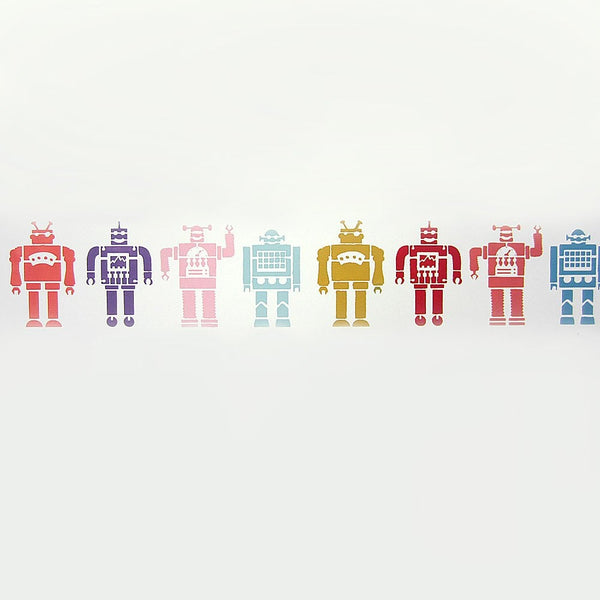 Robots Border Stencil - Reusable stencils for nurseries, kids rooms ...