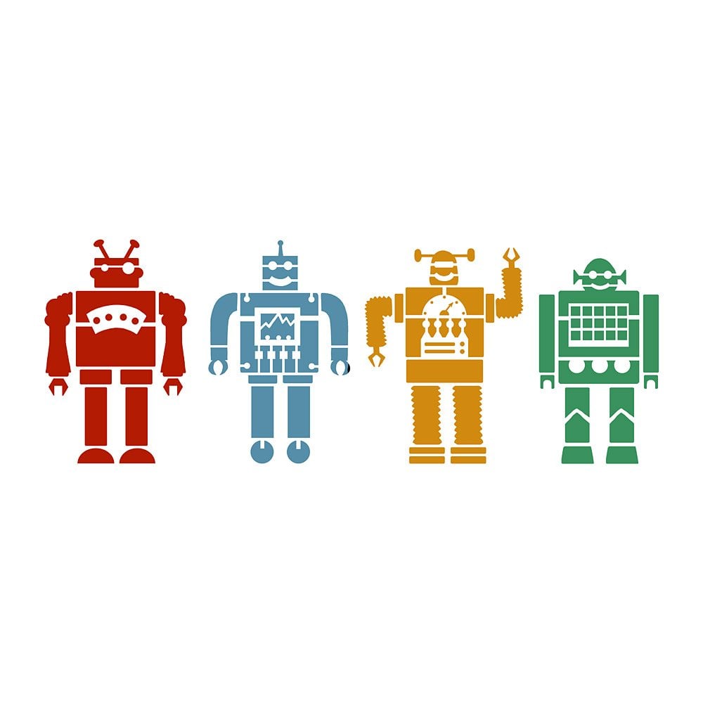 Robot Stencil Kit - Stencils for nurseries, trendy nursery ideas ...