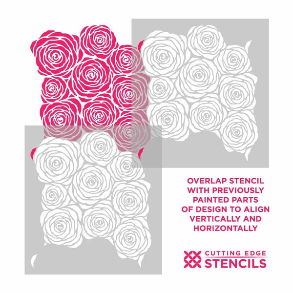 Roses allover stencil pattern - Floral wall pattern stencils at great ...