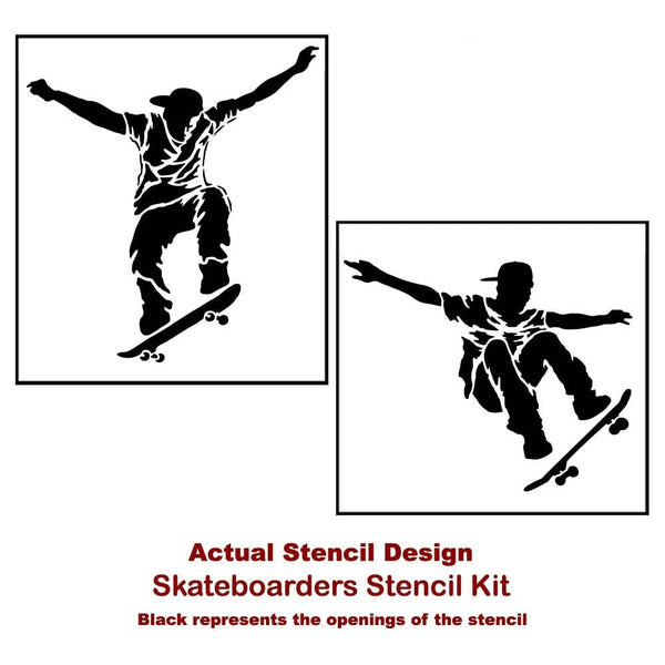 Skateboarder stencil for boys rooms - DIY wall design stencil kits by ...