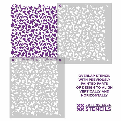Venetian scroll wall pattern stencil - trendy DIY wall stencils