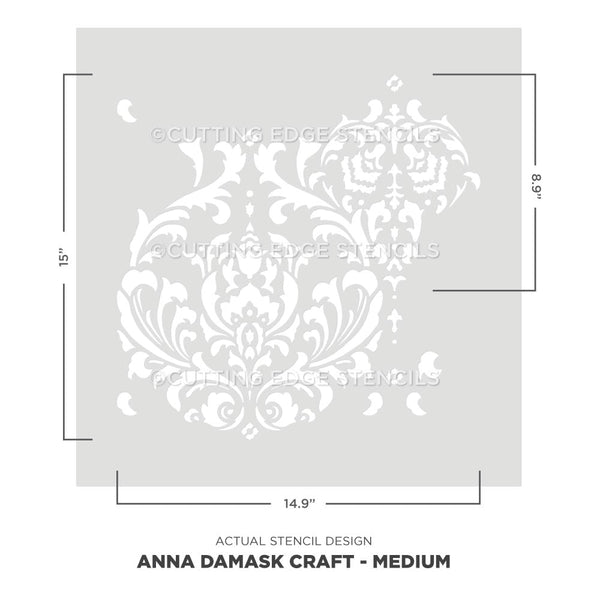 Anna Damask Craft Stencil - Stencils for furniture and crafts, fabric ...