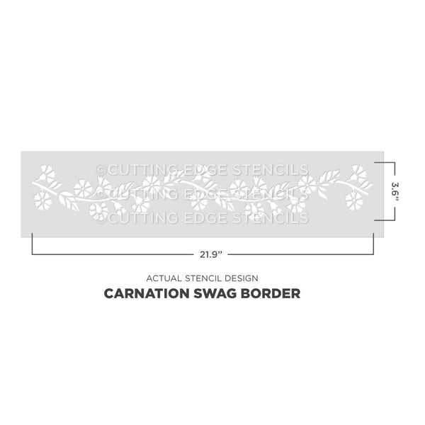Carnation Border Stencil – Cottage Style Wall Stencils Border for Painting Your Walls