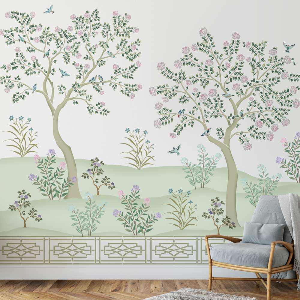 Chinoiserie Stencil Kit for Painting Walls - Ultimate Cinoiserie Mural ...