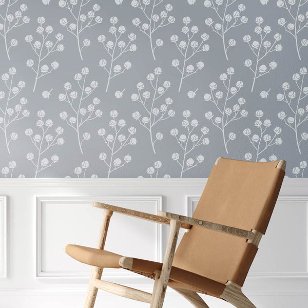 Cotton wall pattern stencil - Farmhouse stencils, Floral designs for ...