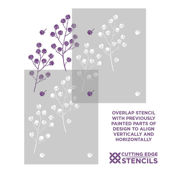 Cotton wall pattern stencil - Farmhouse stencils, Floral designs for ...