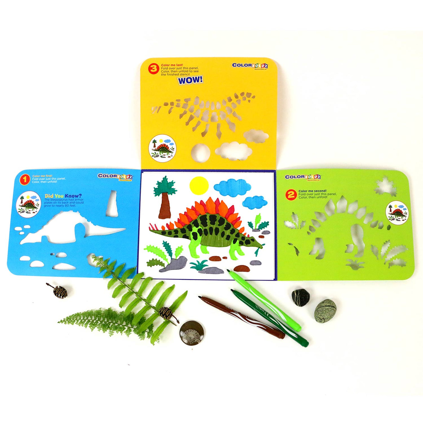 Stegosaurus Dino ColorFolds Stencil Book - Stencils and Coloring Books ...