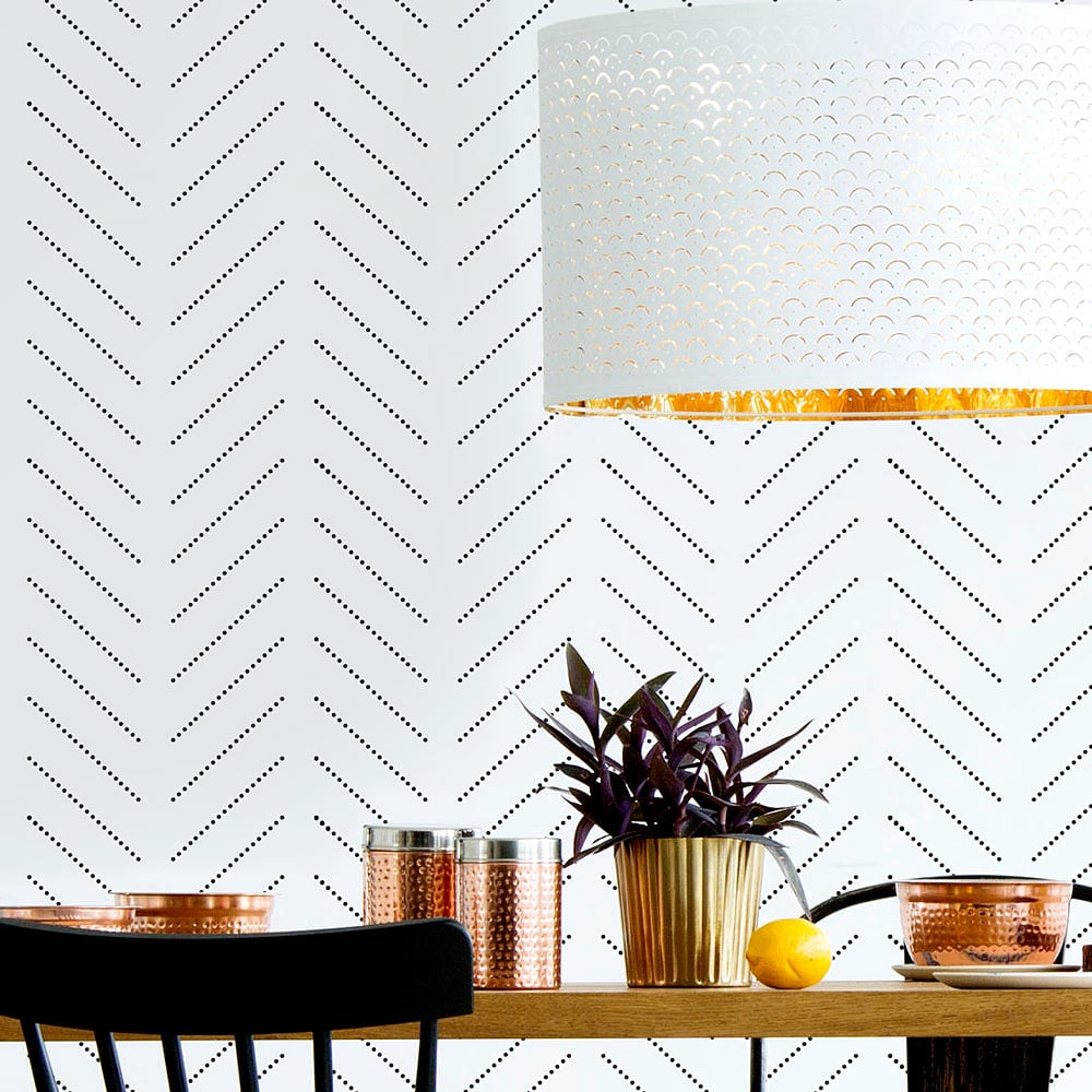 Dotted Chevron Herringbone Wall Stencil - Geometric Pattern for Walls