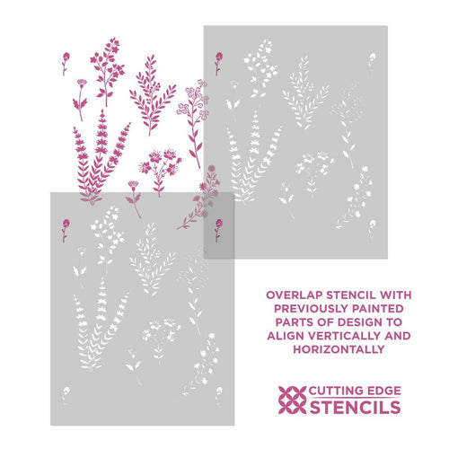 Botanical Stencil for walls, Flower stencils and floral stencil designs
