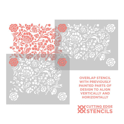 Floral pattern for wall painting - Large Wall Stencils by Cutting Edge ...