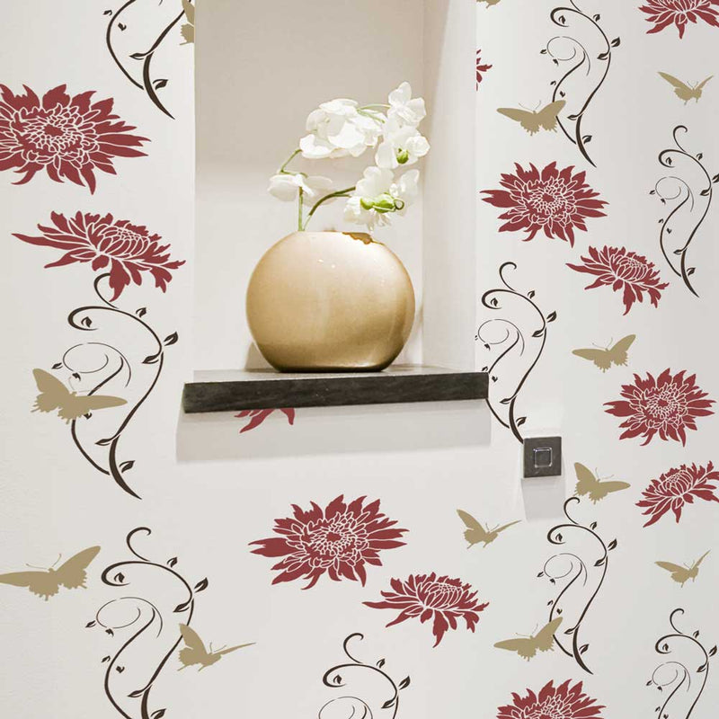 Watercolor Leaves wall pattern stencil kits - Reusable leaf stencils ...