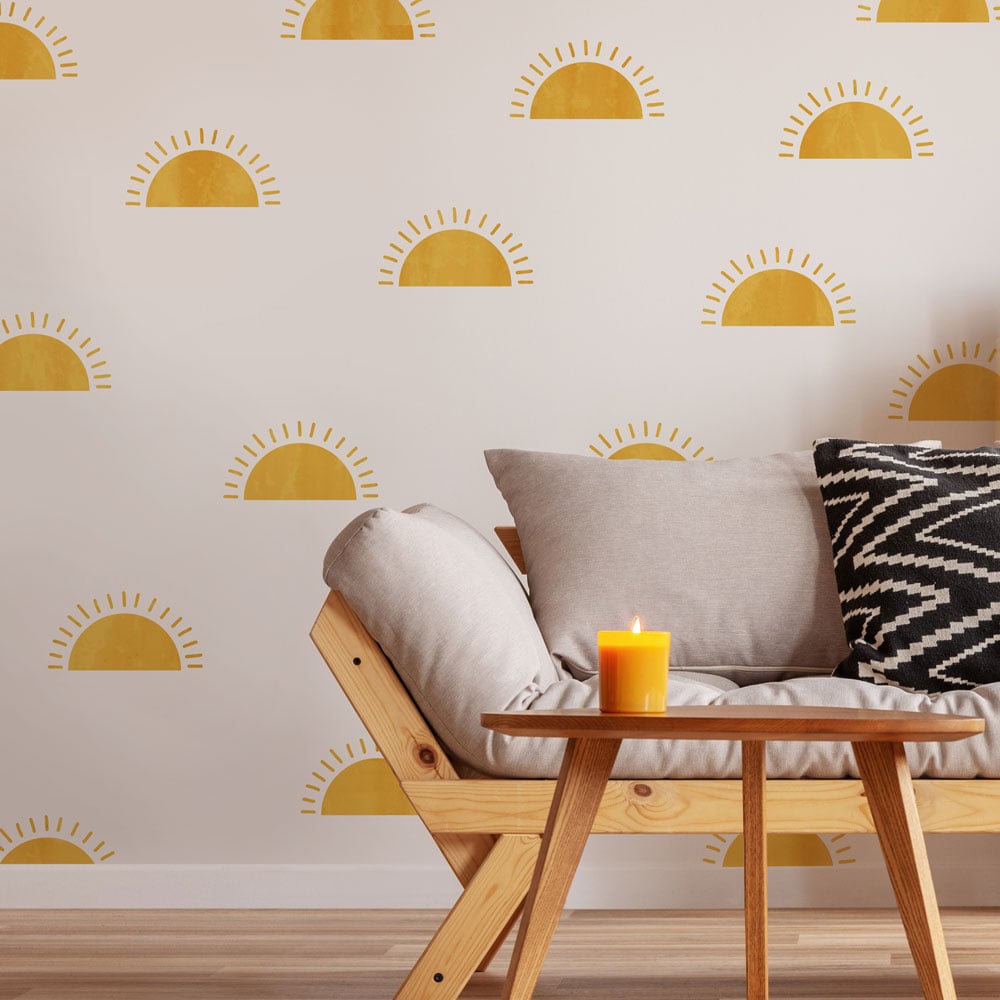 Full Sun Stencil - Sunset Stencil - Stencils For DIY Boho Bedroom Decor