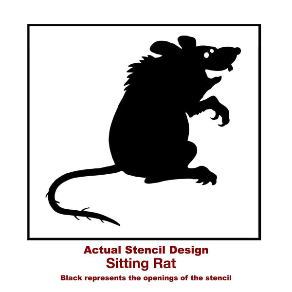 Sitting Rat Halloween Stencil | Stencil of a Goofy Rat