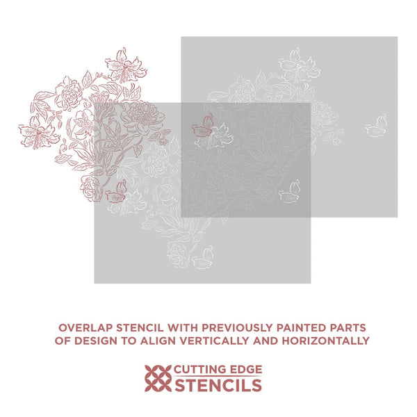 Linear Art Flower Wallpaper Stencil for Painting Walls - Cutting Edge ...