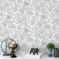 Linear Art Flower Wallpaper Stencil for Painting Walls - Cutting Edge ...