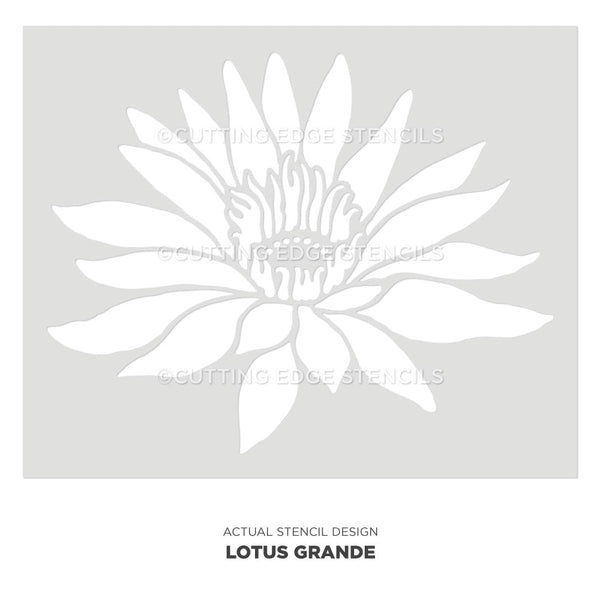 Flower stencil Lotus. Beautiful floral stencils for DIY wall decor.