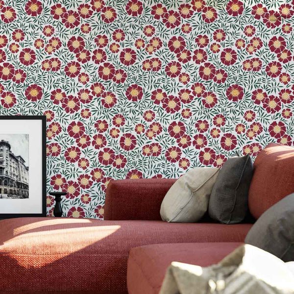Marigold Flower Stencil for Painting Walls - Floral Stencil Patterns ...