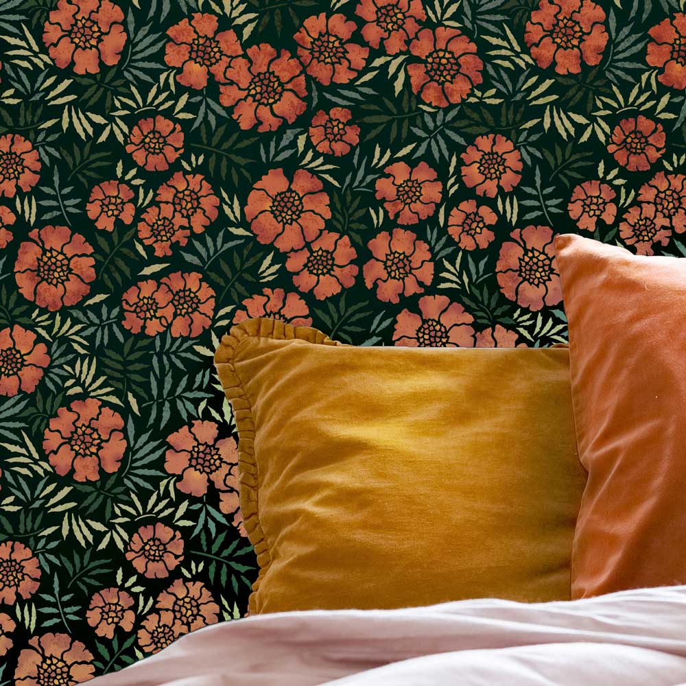 Marigold Flower Stencil for Painting Walls - Floral Stencil Patterns ...