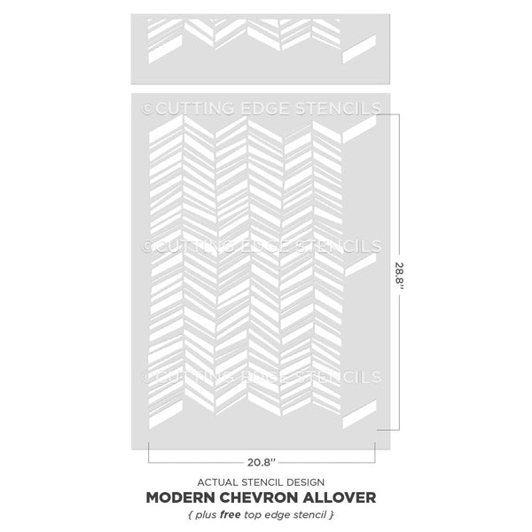Modern Chevron Wall Stencil Pattern / Herringbone Wallpaper stencils