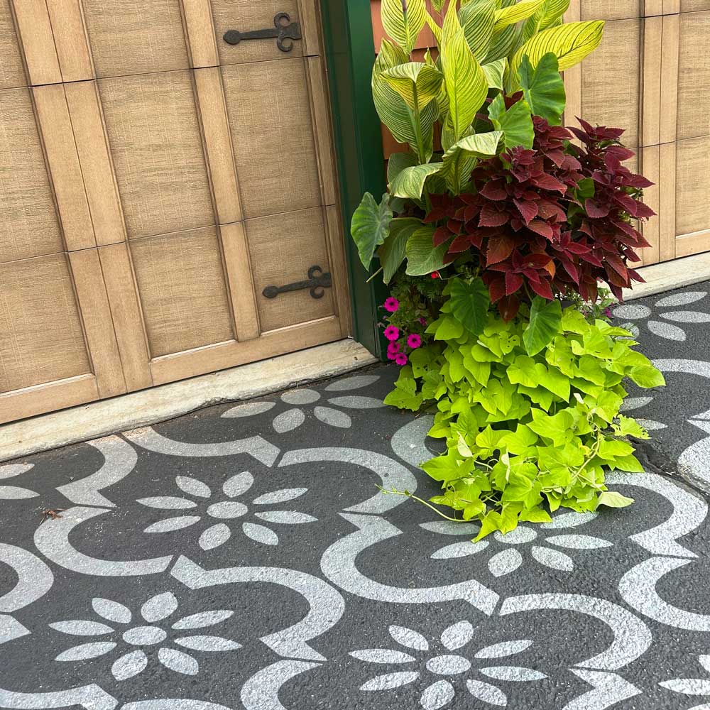 Large stencils for concrete patio floor painting | Stencil your ...