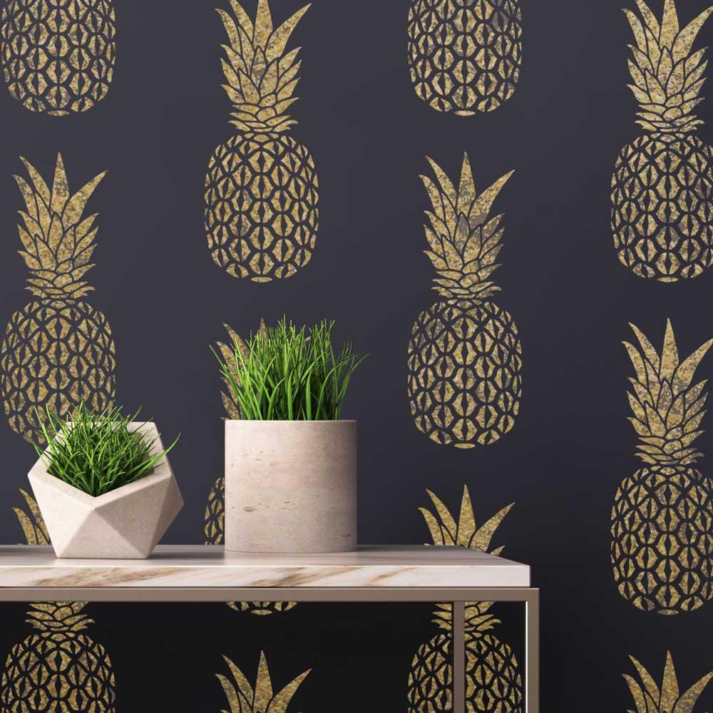 Pinapple Allover Stencil Design - pineapple stencils for walls ...