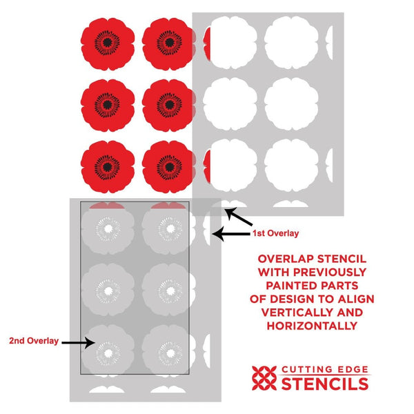 Floral Poppy Flower Wall Pattern Stencil - beautiful designs by Cutting ...