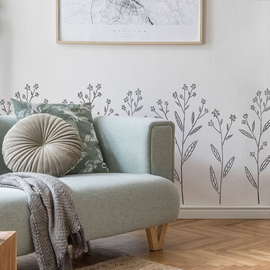 Botanical stencils for painting walls - Garden flowers stencils for DIY ...