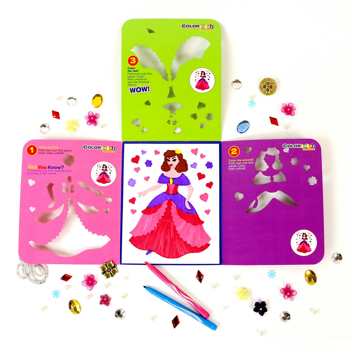 Princess ColorFolds Stencil Book - Stencils and Coloring Books for Kids