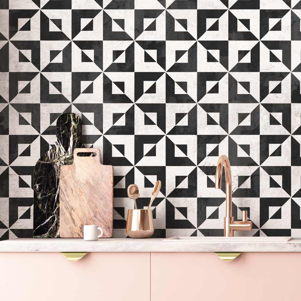 Reflection Geometric Tile Stencil - Stencil your old tile floor with ...
