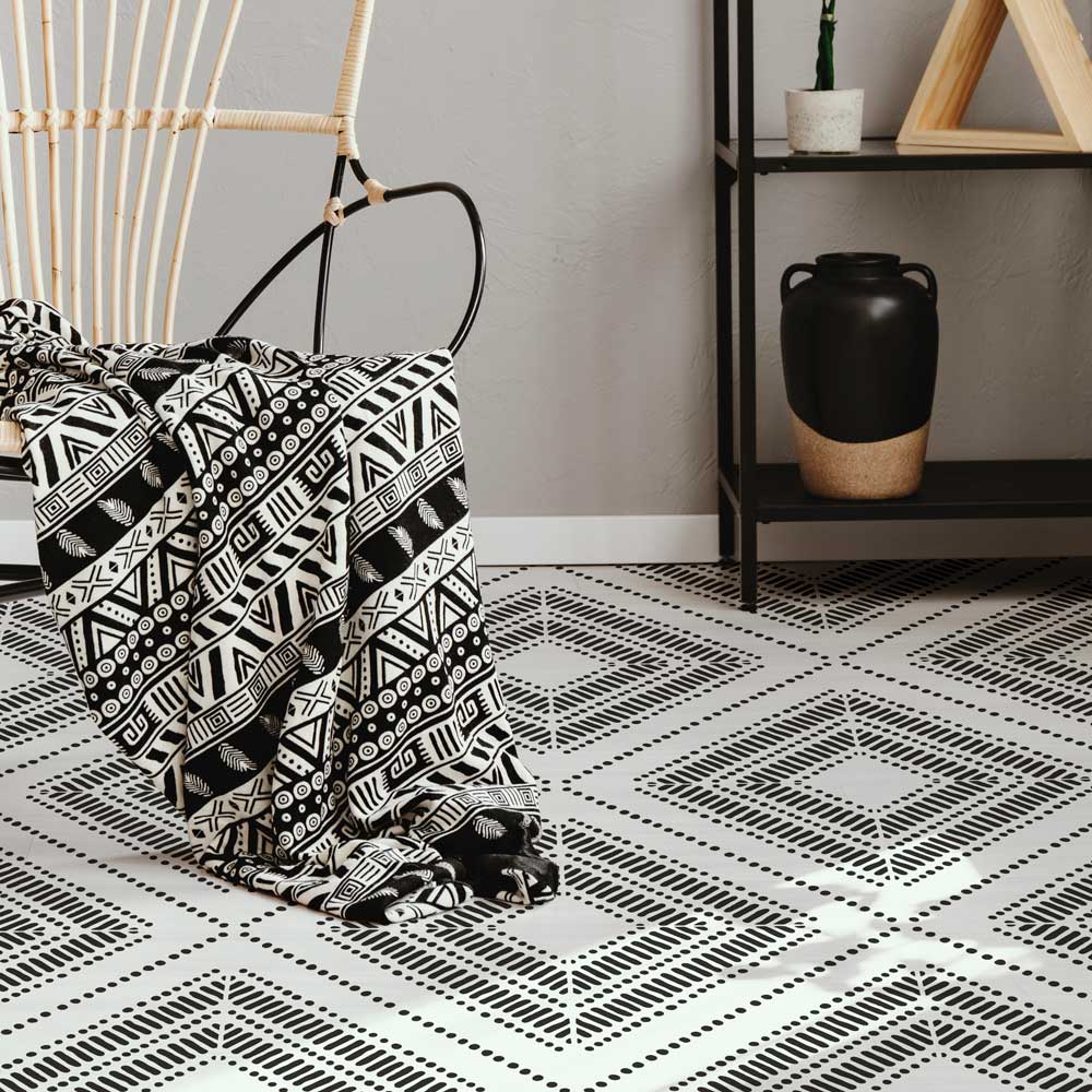 Boho tile stencil designs for painting patios, floors and old tile. Re ...