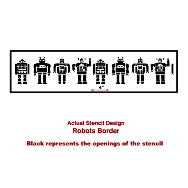 factory second Robot Border Stencil - Reusable stencils for nurseries ...