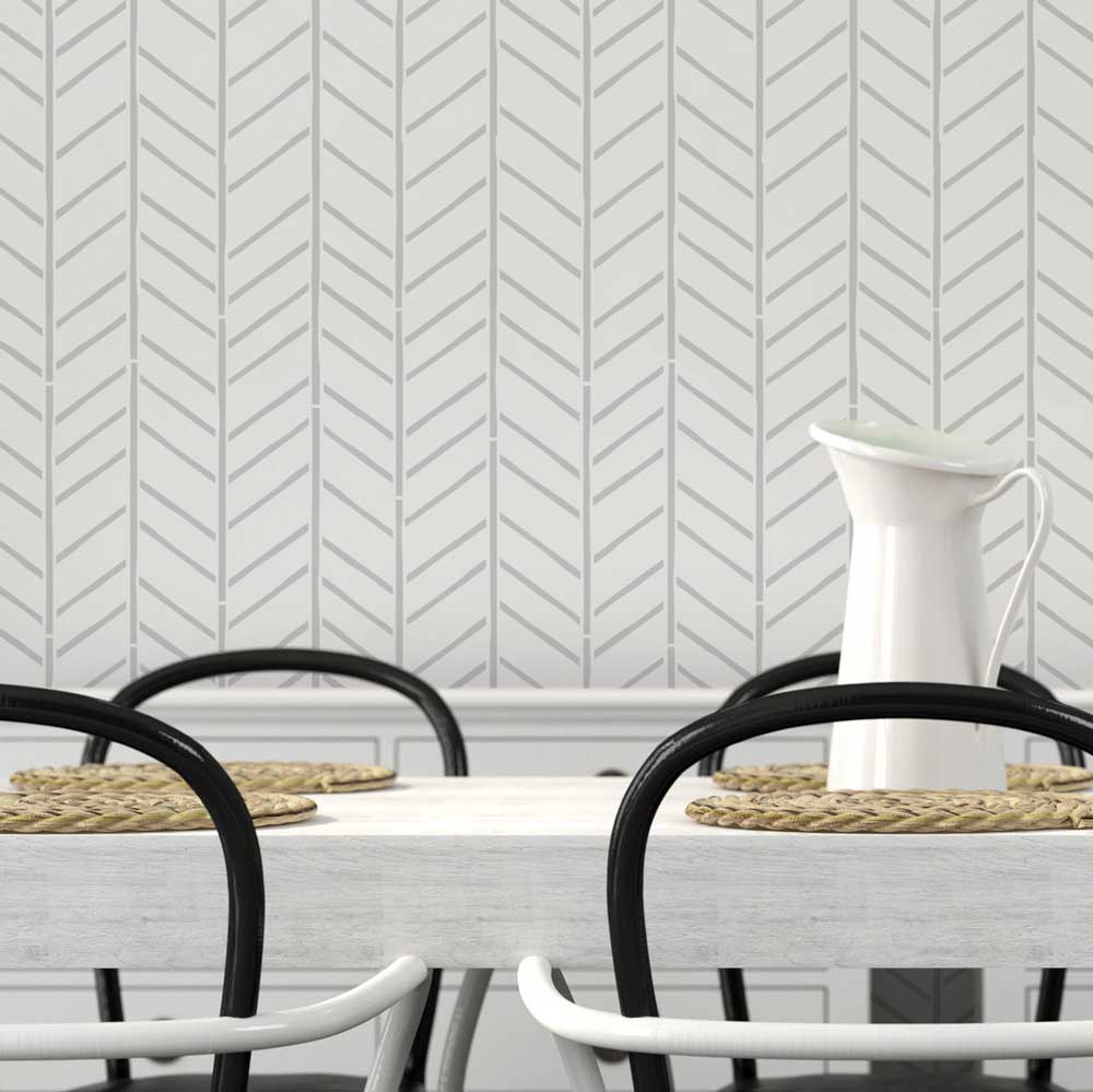 Rustic Herringbone geometric stencil pattern, wallpaper stencils ...